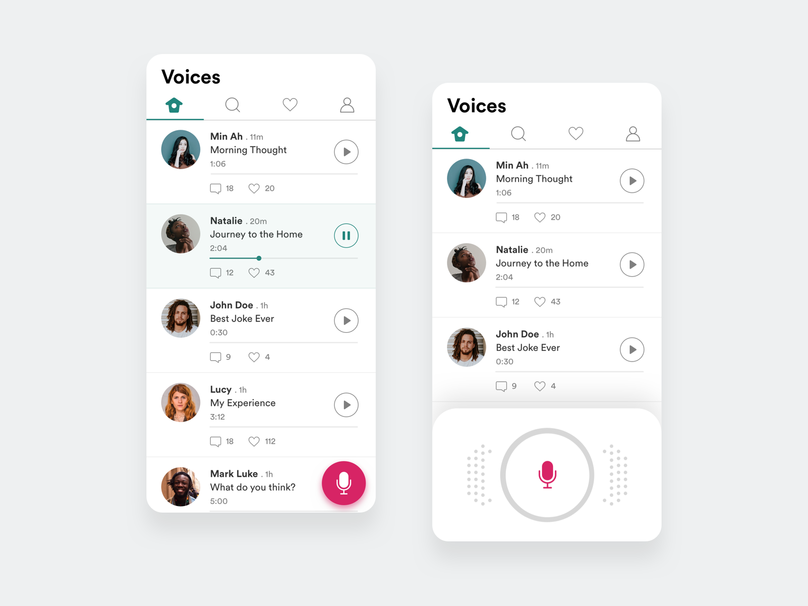 Voice Social Media - Design Exploration by Alvin Niza on Dribbble