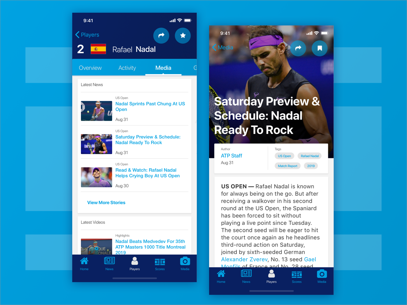 ATP App - Media Section by Will Davis on Dribbble