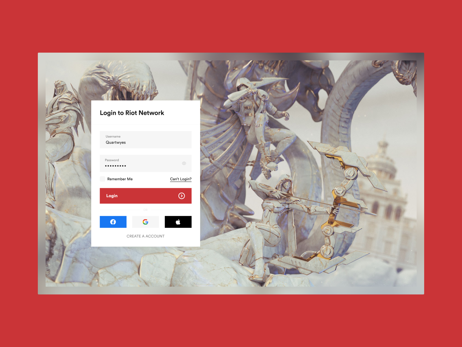 Riot Network Login Screen UI by Evren Karşıt on Dribbble