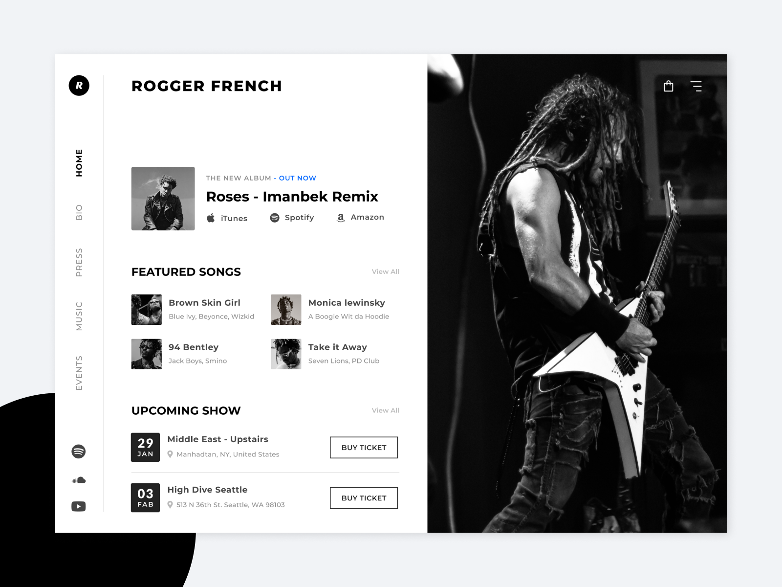 Music Artist Theme UI Design by Sachin Singh on Dribbble