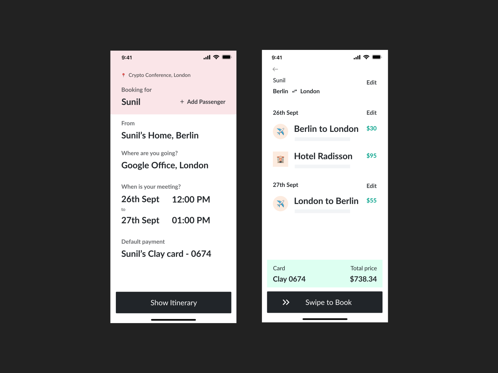 Business travel booking app by Sunil Nakka on Dribbble