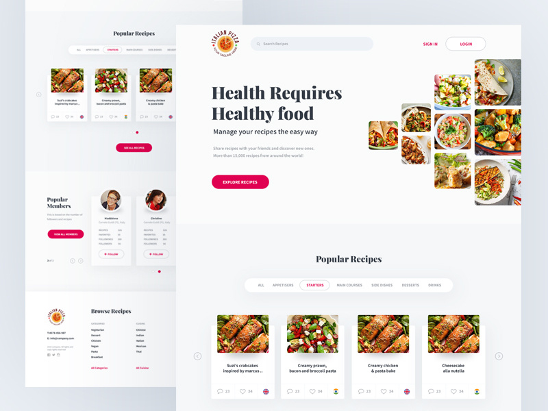 Recipes Homepage by Irshad Ahamed R on Dribbble