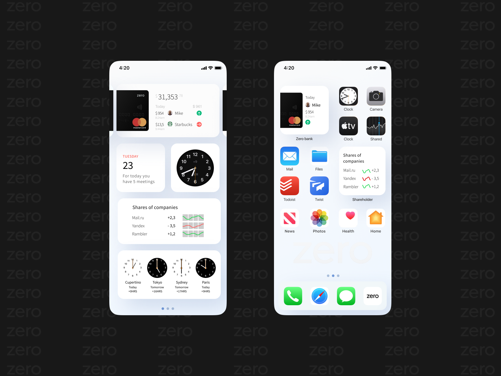 zero.app bank widget by Rinat Seif on Dribbble