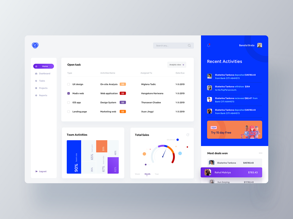 CRM Web Admin Dashboard by Ofspace UX/UI on Dribbble