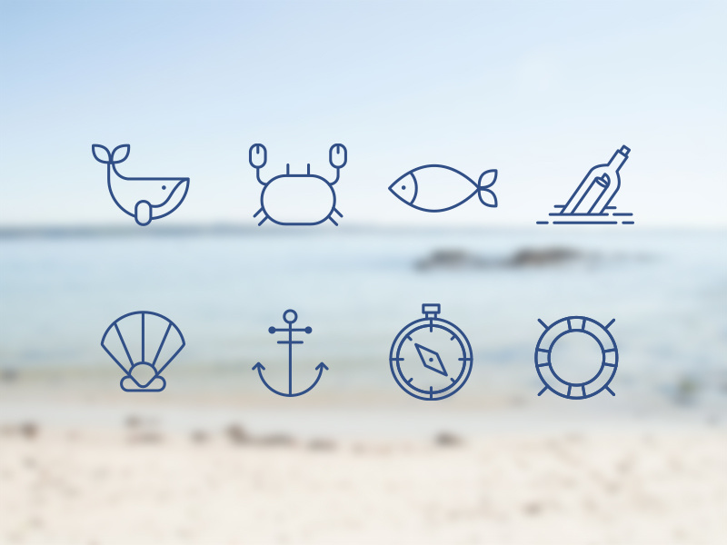 Sea icon set - 1 by Léa Taloc for OKGO on Dribbble