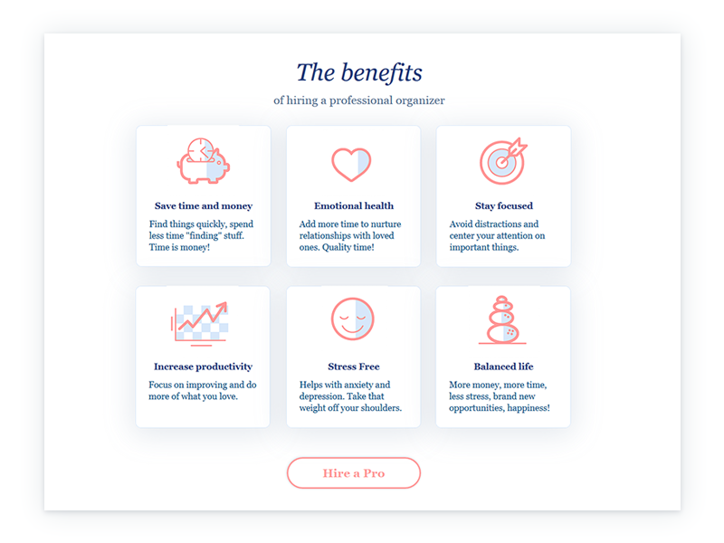Benefits Page design | icon design by E49 CREATIVE on Dribbble