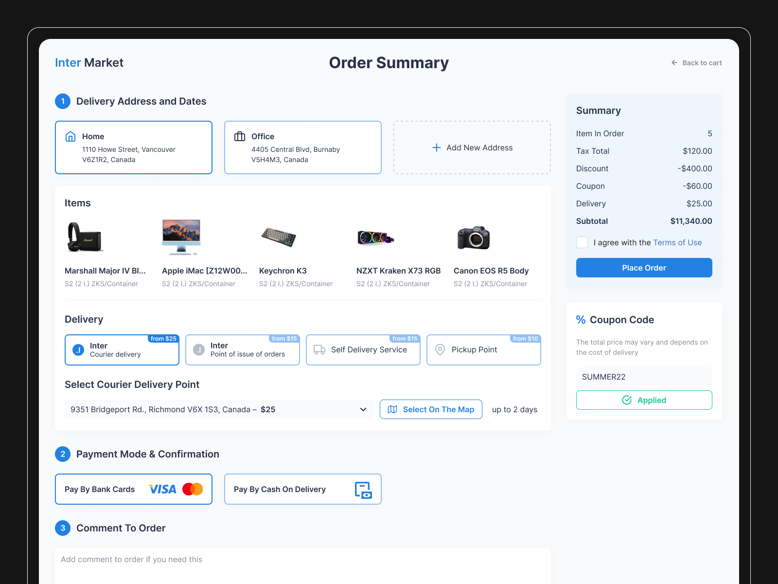 Marketplace Checkout Page by Andrew Miroshnichenko on Dribbble