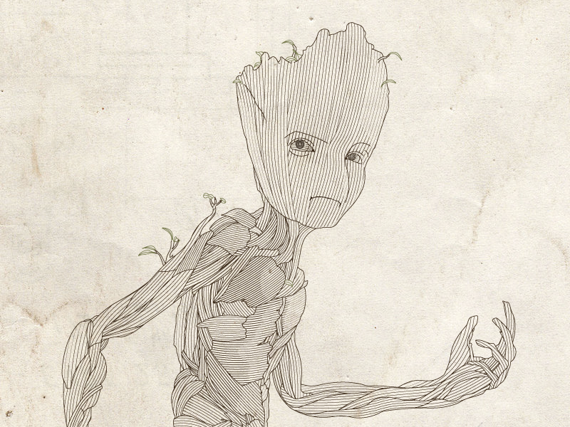 Teen Groot Line Illustration by Declan Ingram on Dribbble