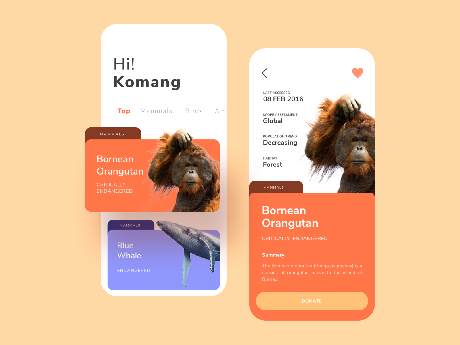 Enimal - Animal Conservation App by Marina Mizoguchi on Dribbble