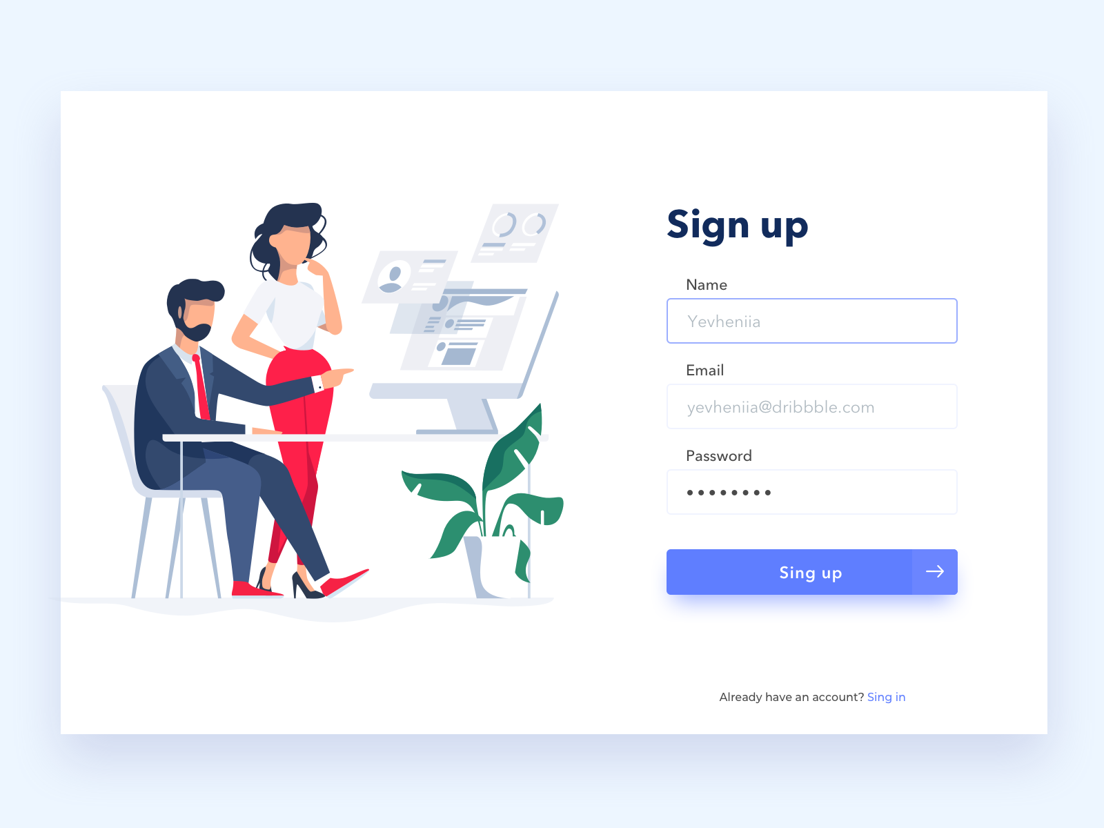 #001 Daily UI / Sign Up by Yevheniia Sienkina on Dribbble