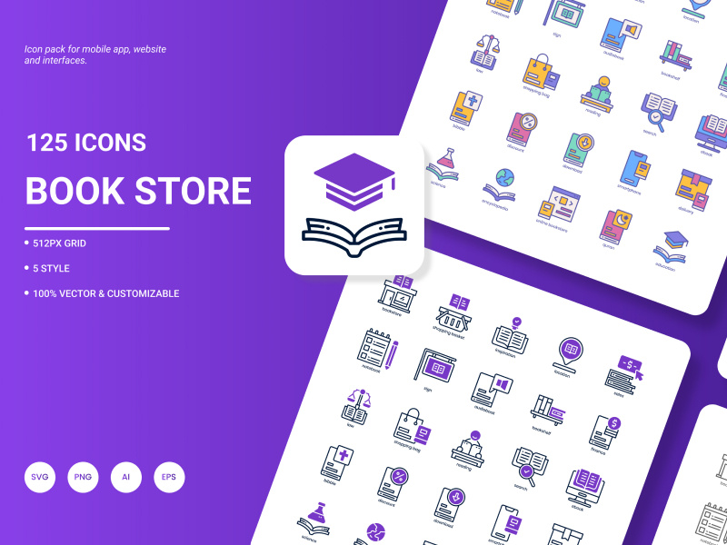 Book Store Icon Pack by Yogi Aprelliyanto on Dribbble