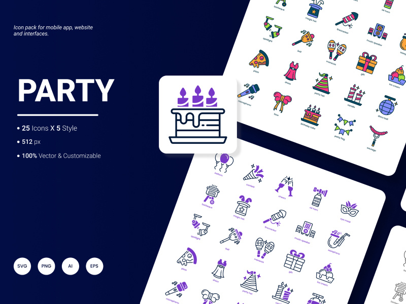 Party Icon Pack by Yogi Aprelliyanto on Dribbble