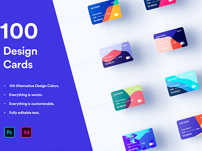 100 Financial Virtual Design Cards - PSD & XD by Asylab on Dribbble
