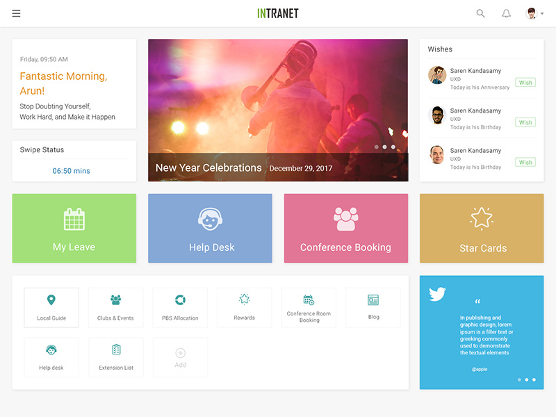 Intranet Dashboard by Sundar on Dribbble