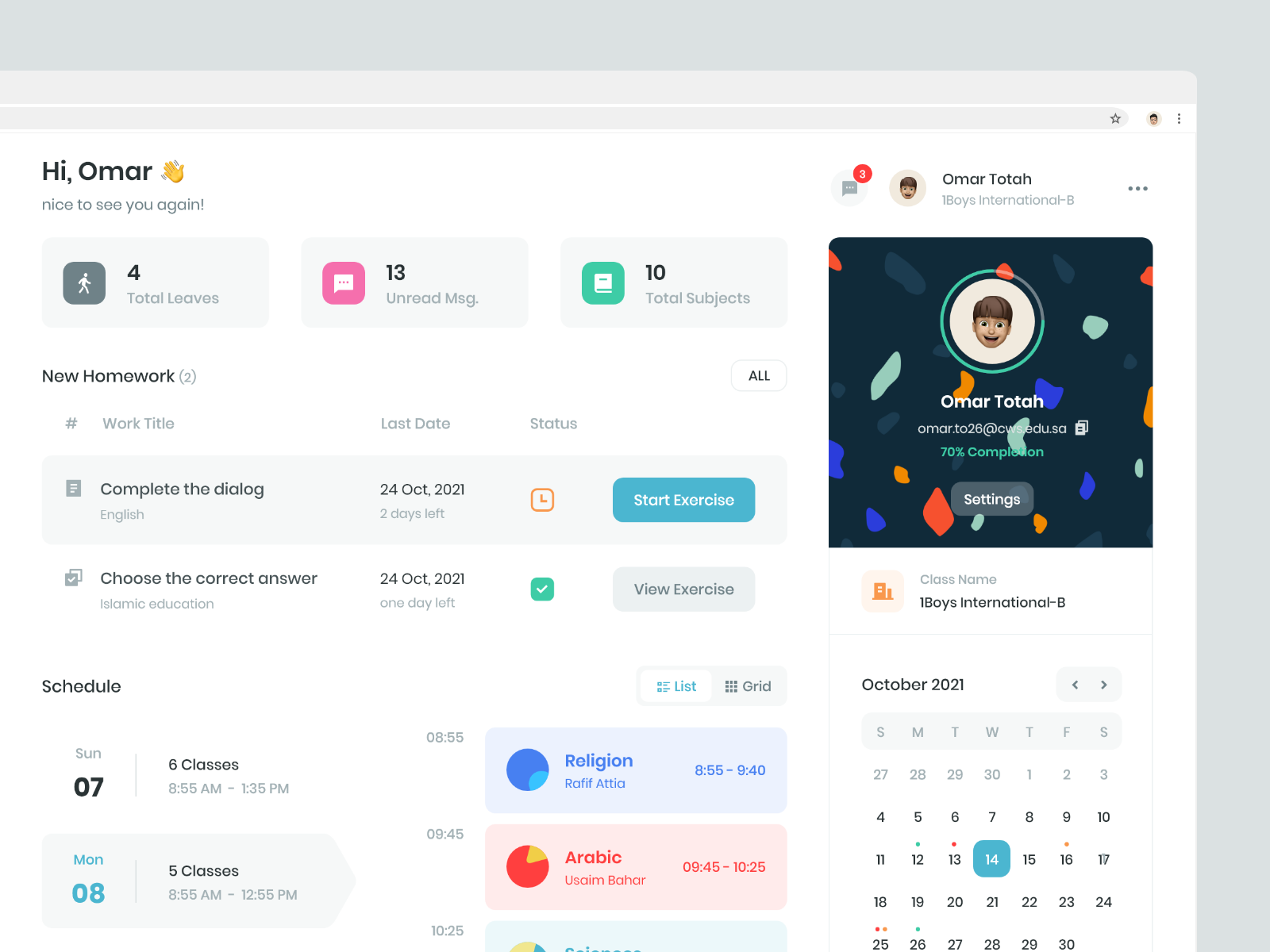 Student Dashboard by Hasan Sibakhi on Dribbble