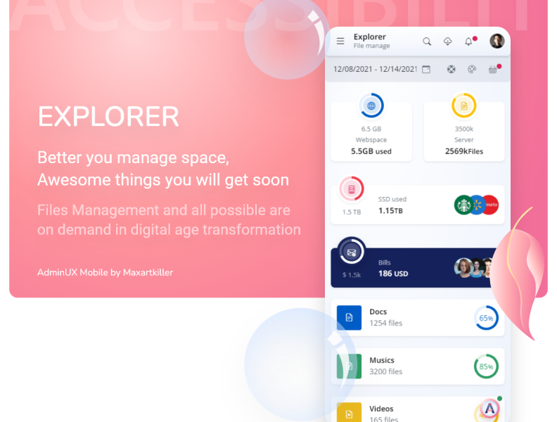 File Explorer AdminUX mobile HTML template UI UX designs. by ...