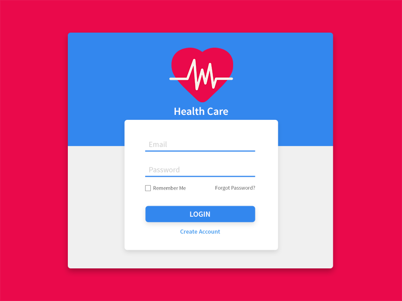 Hospital Health Care App Login Form by Abdul Aziz Ahwan on Dribbble