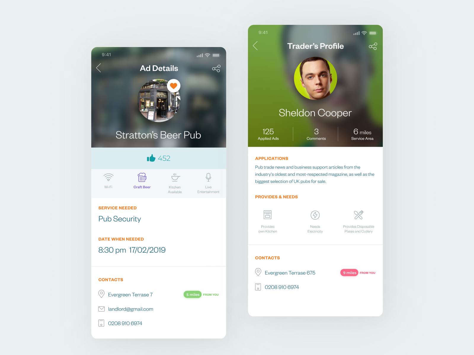 Pub App UI by kolpikov on Dribbble