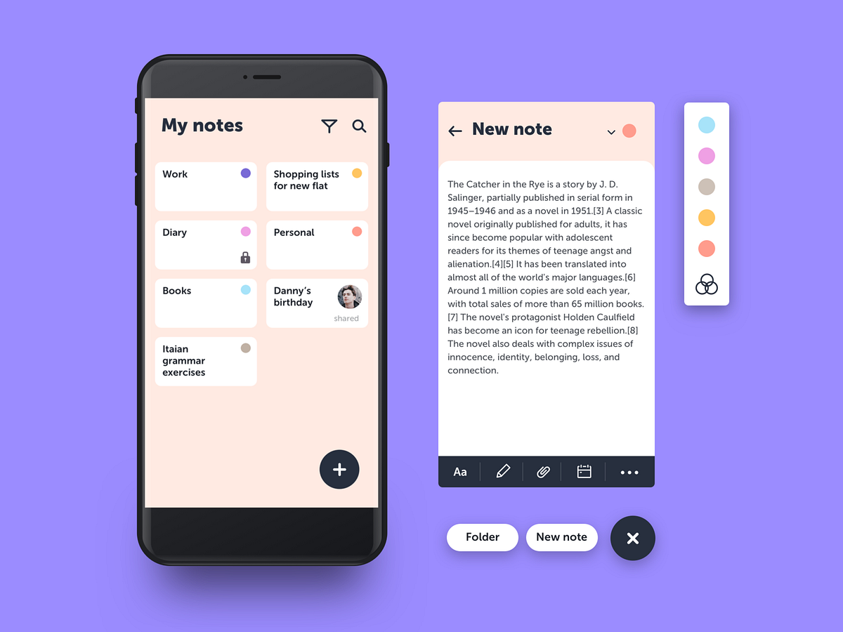 Notes Minimalistic App by Mila Hvostovskaya on Dribbble
