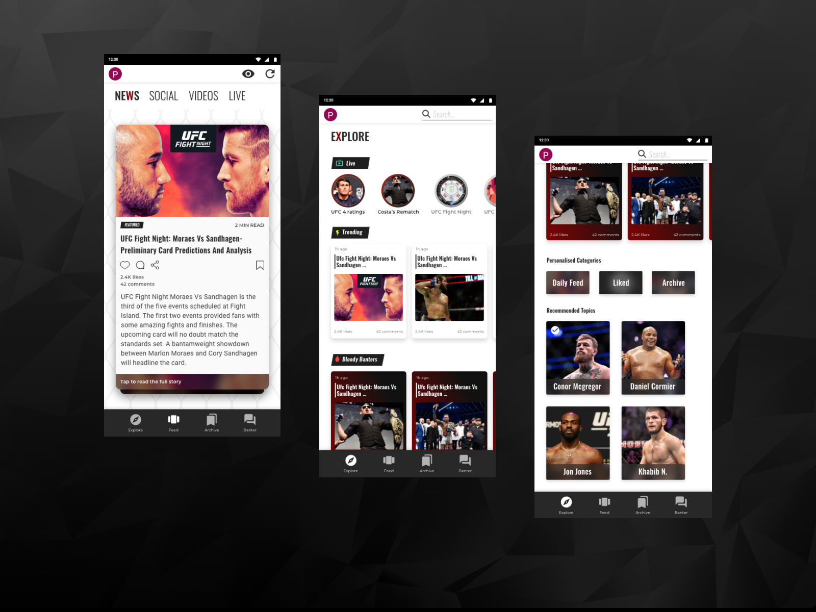 MMA App by Pallavi Bagchi on Dribbble