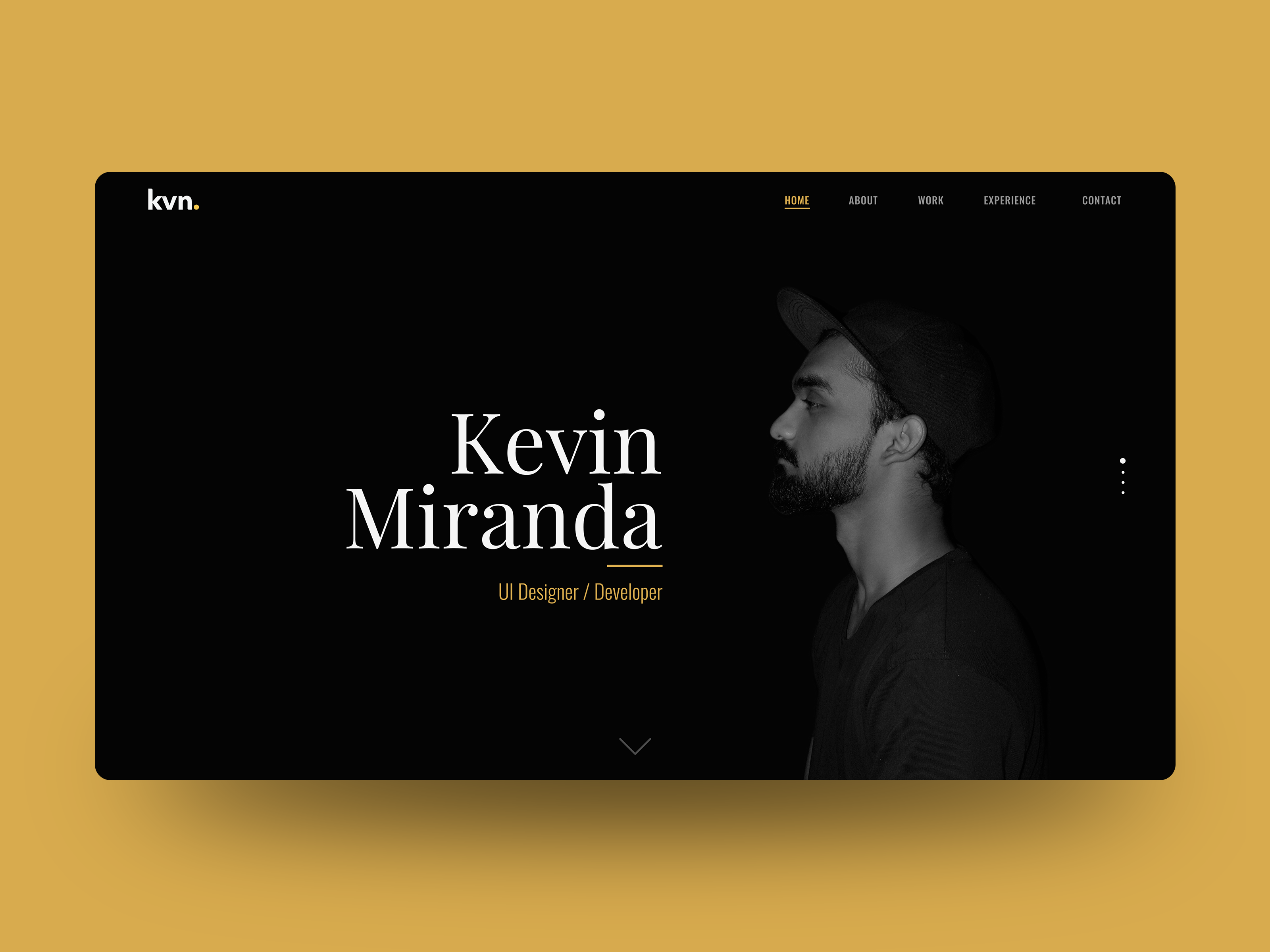 Minimalistic Black & Gold Portfolio Landing Page Concept by Kevin ...