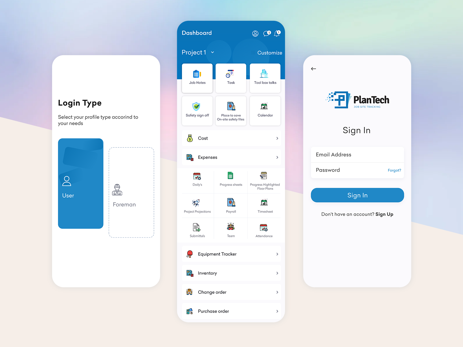 Construction Management App UI Kit by Mtoag Technologies on Dribbble