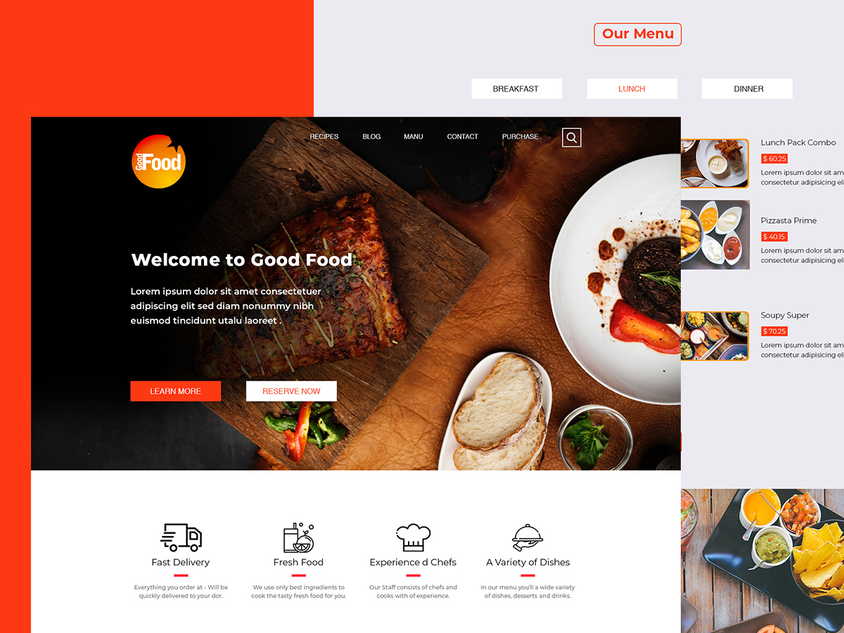GoodFood-Restaurant Website Free Psd Template by Bishal on Dribbble