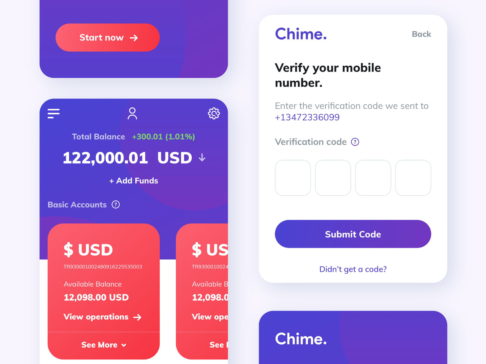 Chime UI App concept by Marlon Candido on Dribbble
