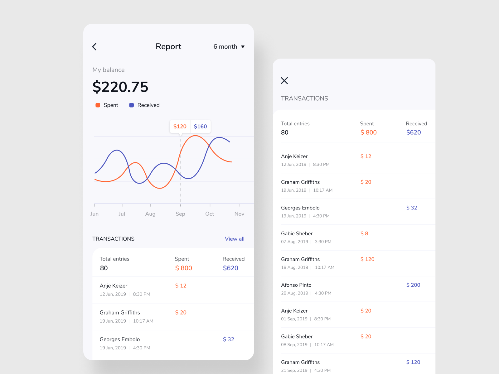 Transaction Summary by Anshita Srivastava on Dribbble