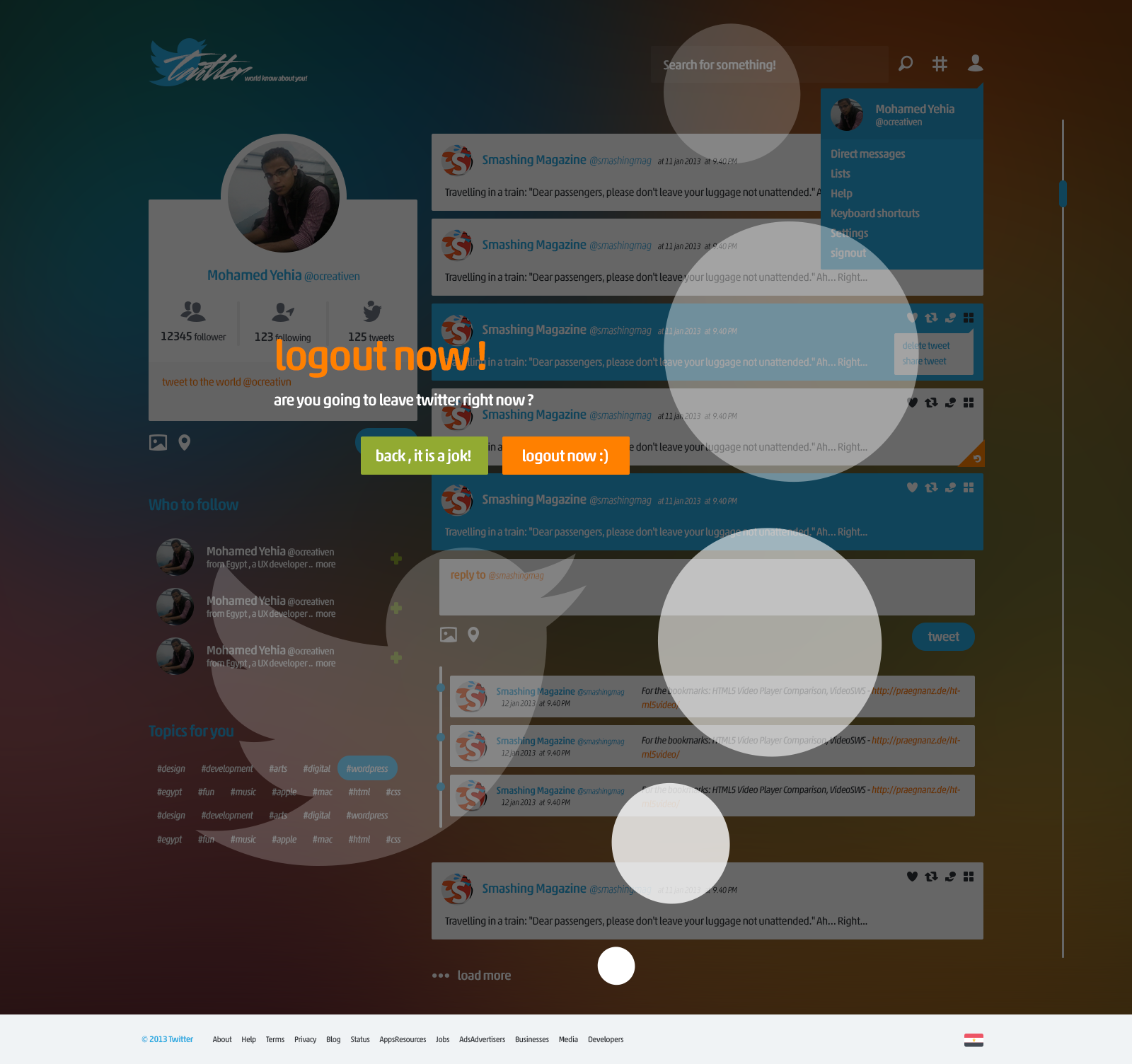 Logout - Twitter Concept by Mohamed Yahia on Dribbble