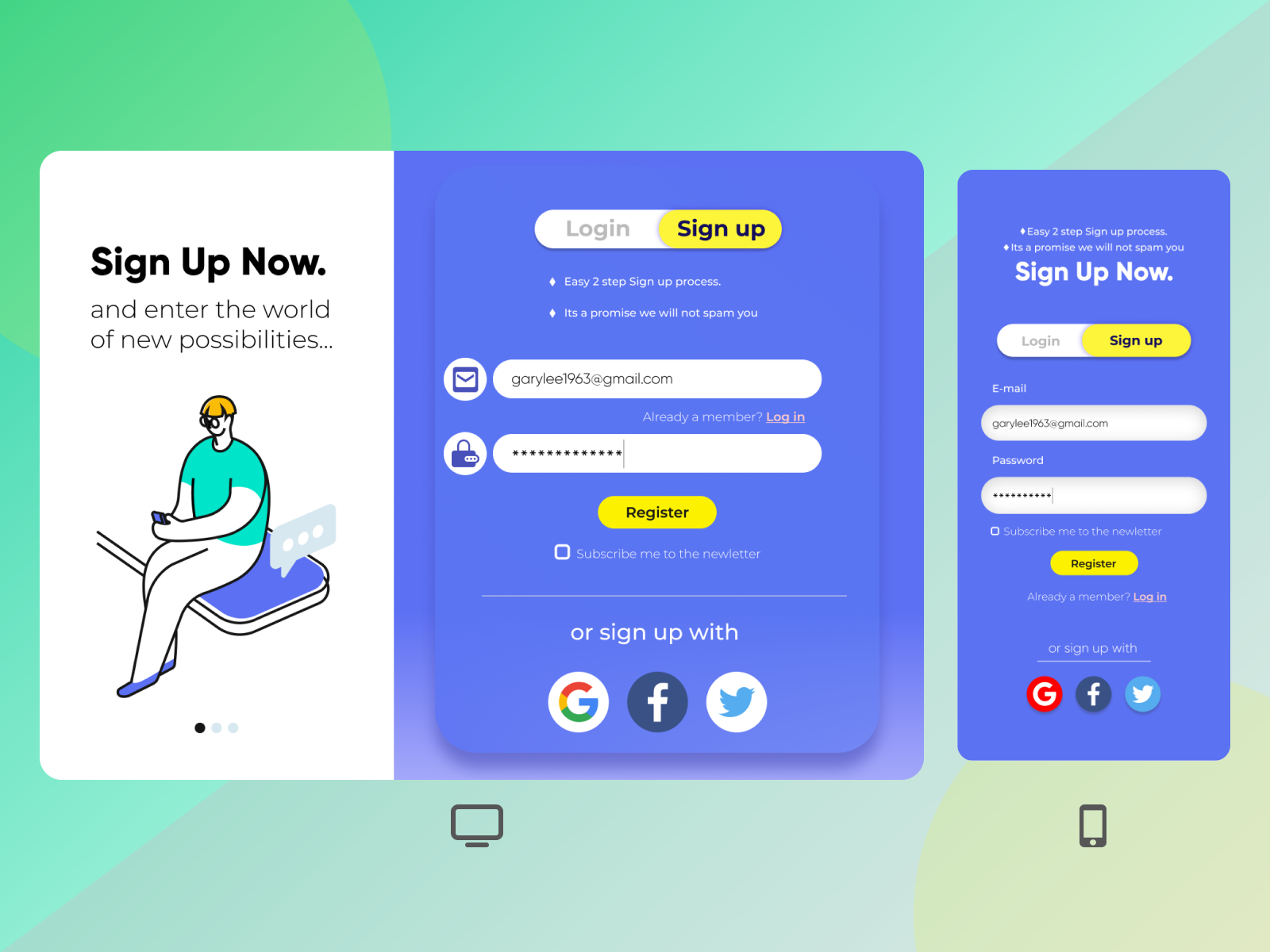 Sign up Screen for Desktop and App by Vishal Sharma on Dribbble