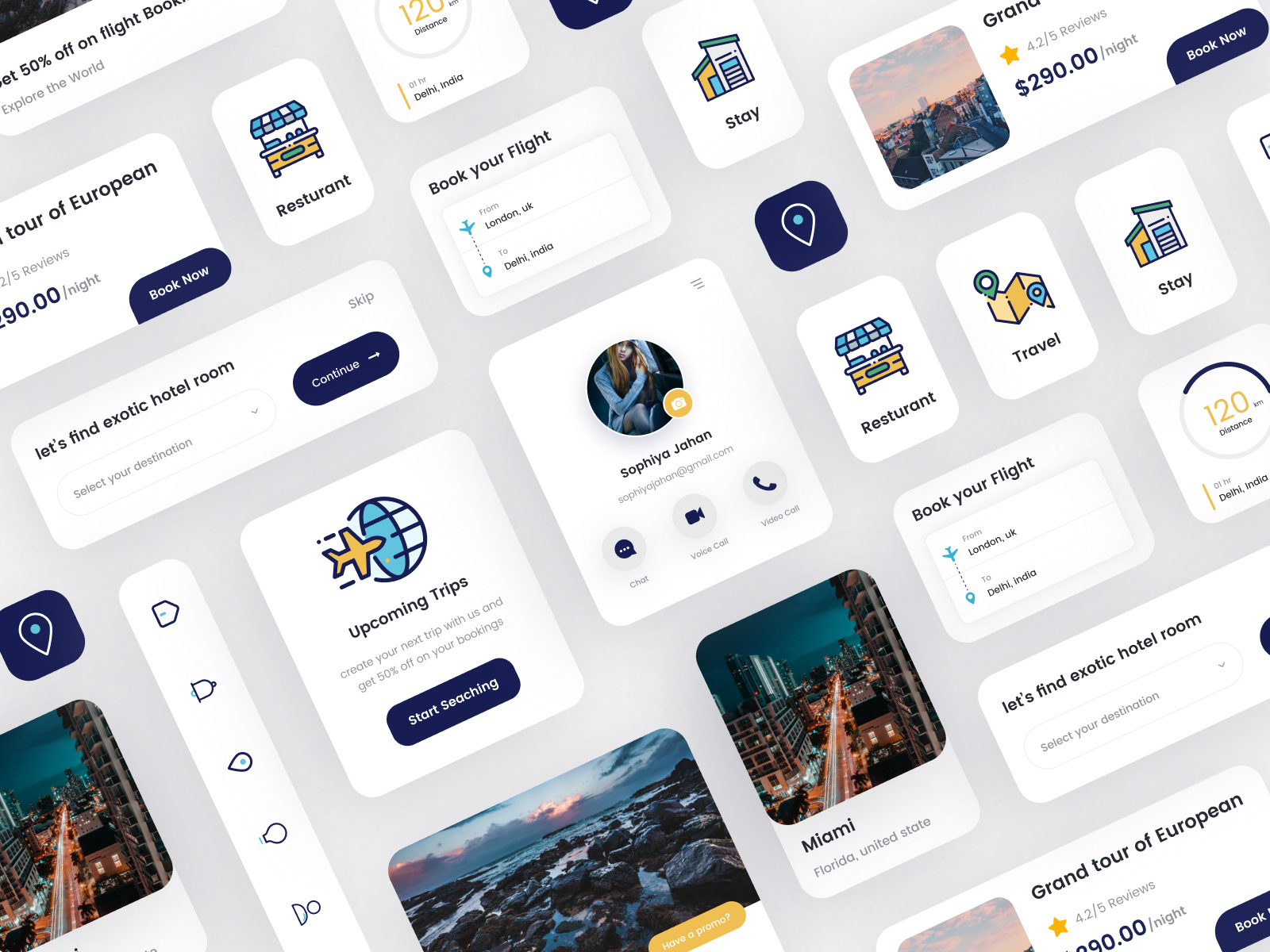 Travel Cards UI Kit by Redlio Designs on Dribbble
