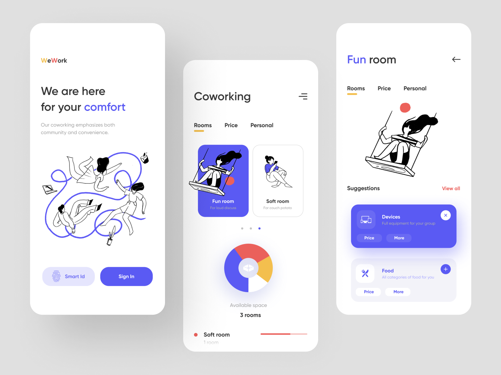 WeWork co-working app by Afterglow on Dribbble