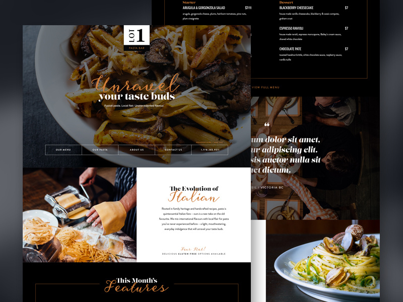 Lot 1 Pasta Bar Website by Simon Robinson on Dribbble