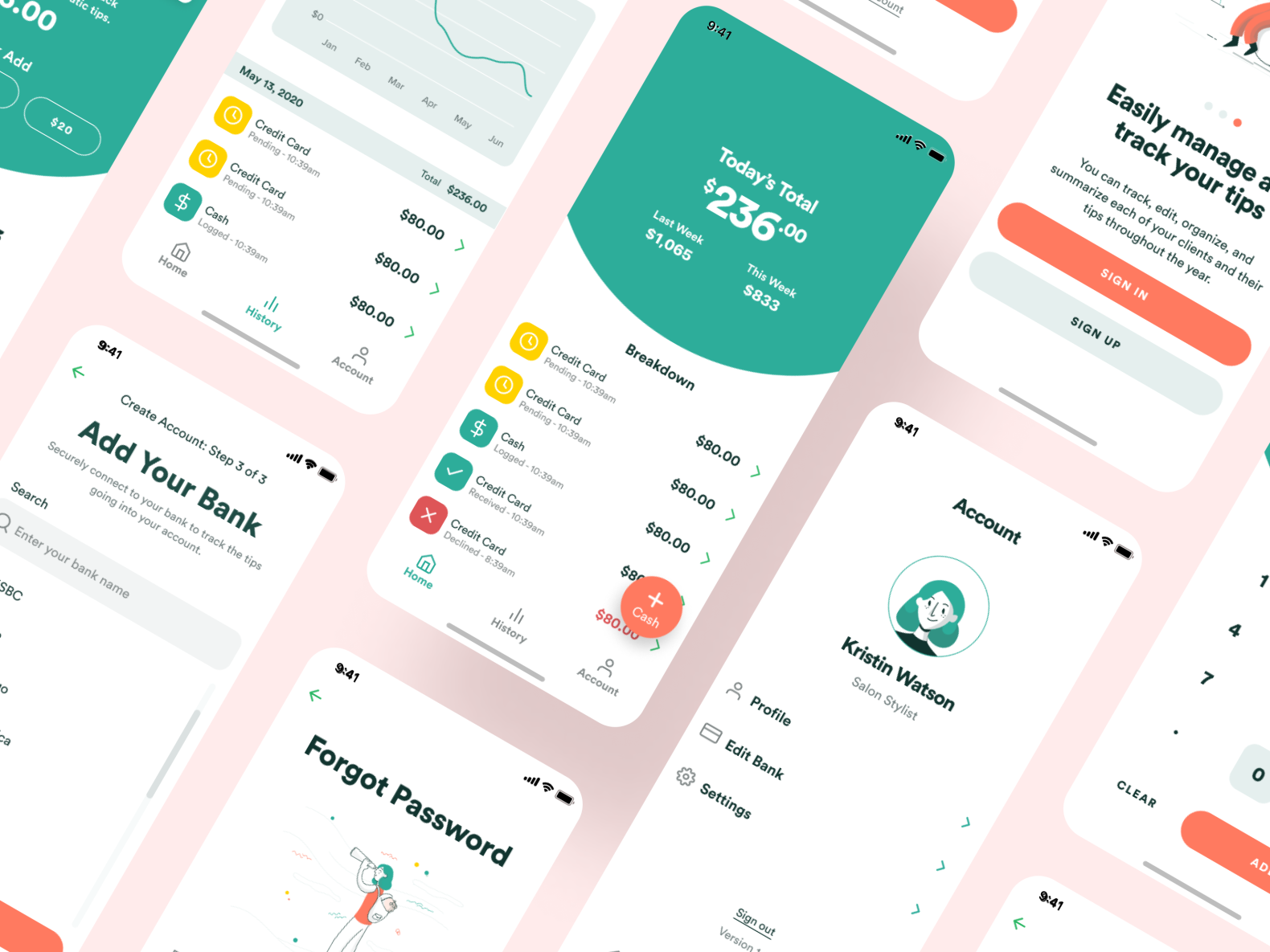 Tip Tracking App by Emily Silkworth on Dribbble