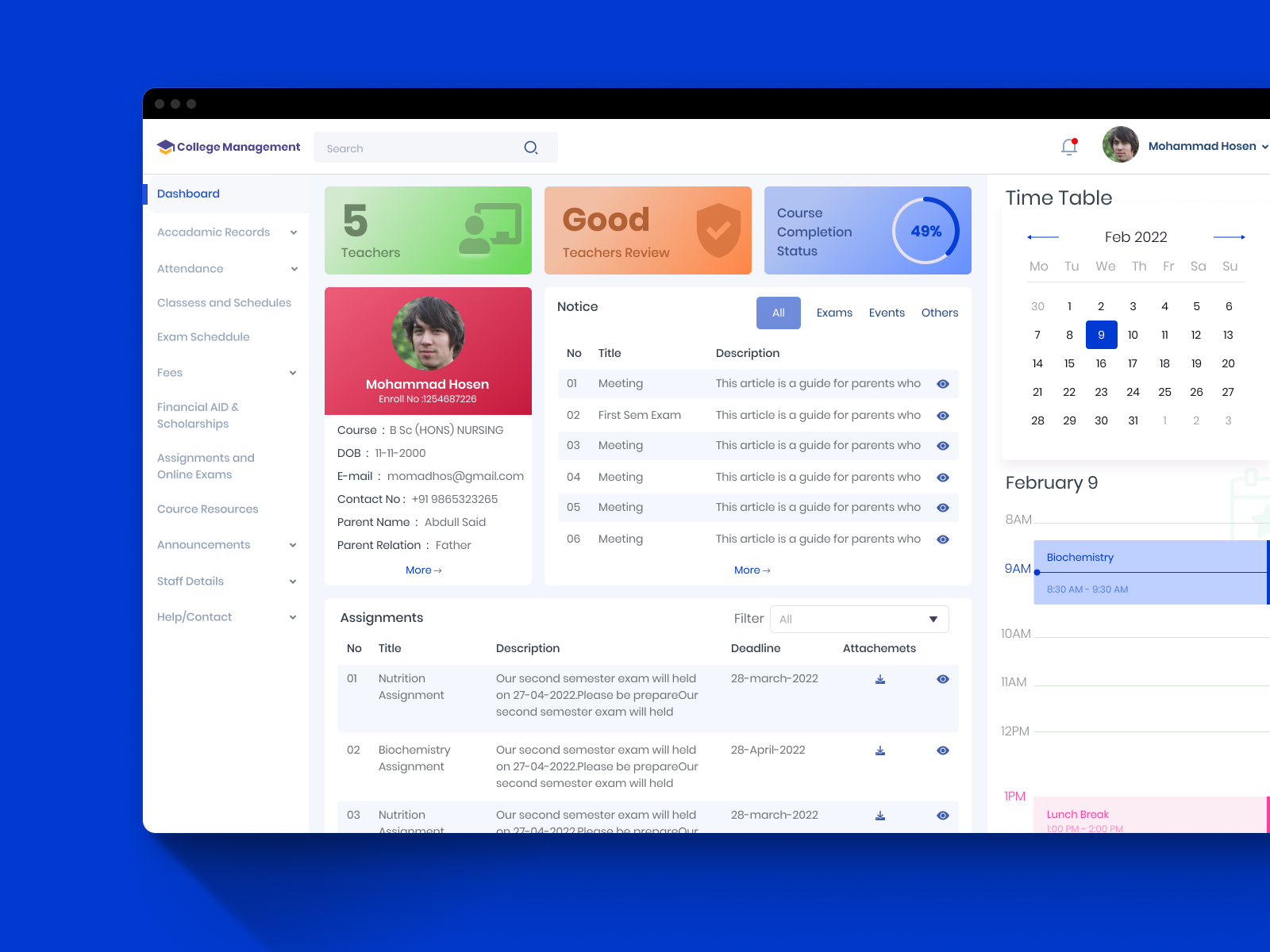 College Management by sreejith on Dribbble
