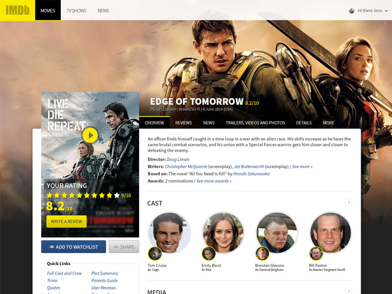 IMDb Redesign - Movie page by Jens Nielsen on Dribbble