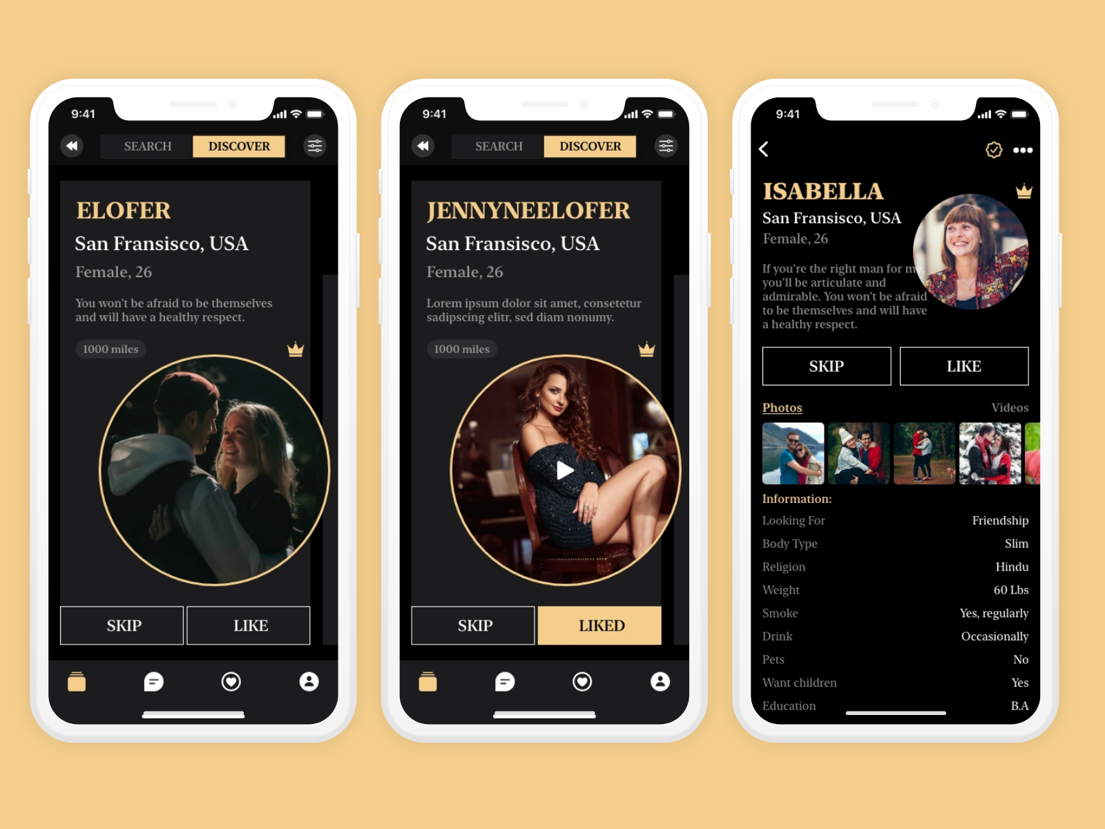 Dating Discover & User Details by Sathish Devasani on Dribbble