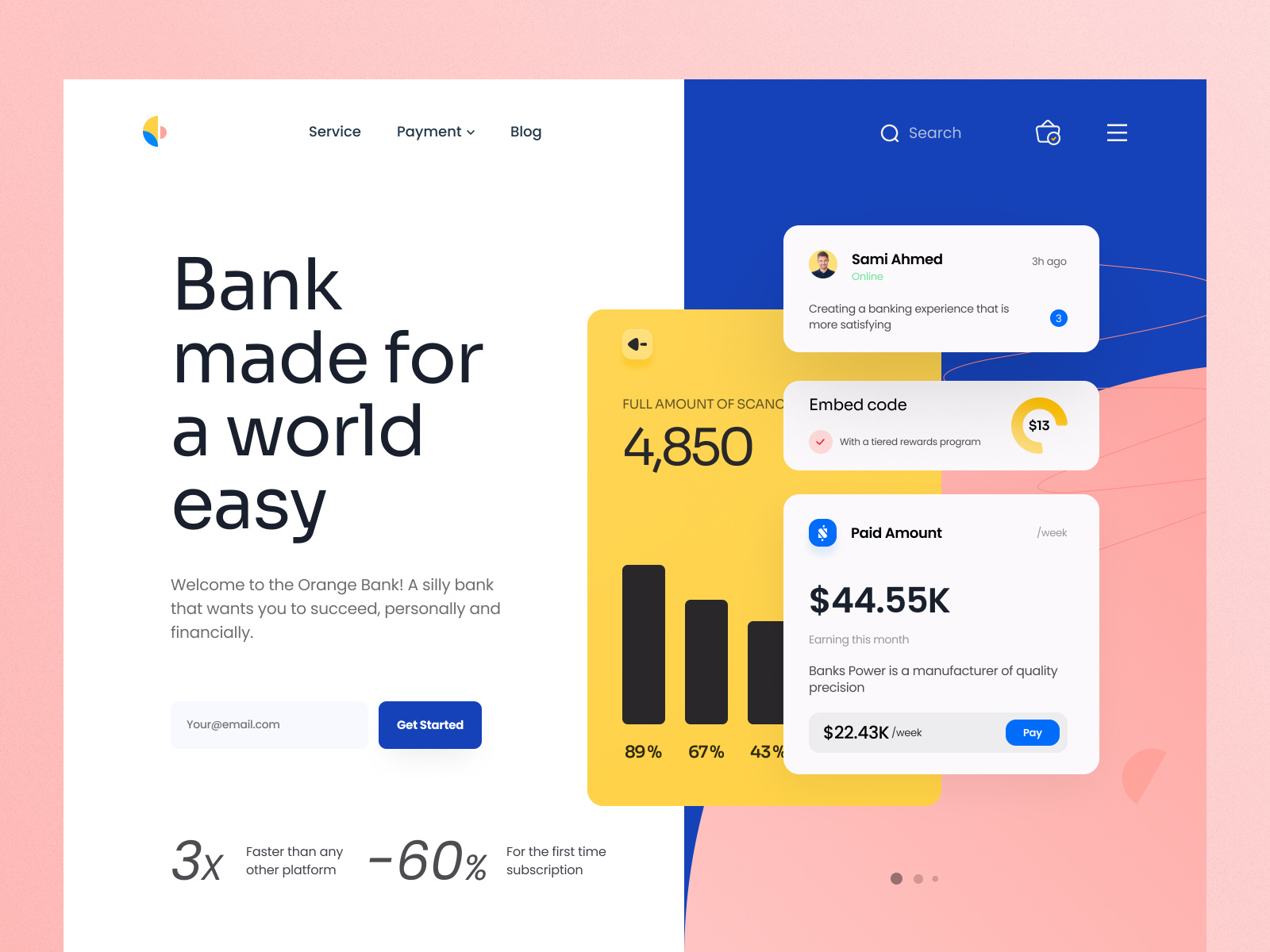 Easy Banking Business Website Header by Mehedi Titas on Dribbble