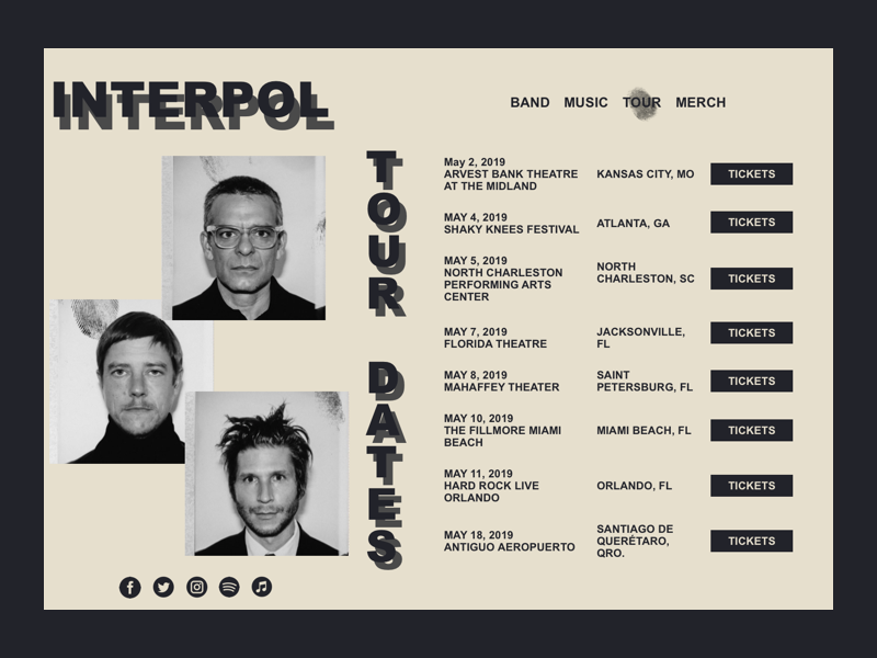 Interpol Band Website Concept by Robert Torres on Dribbble