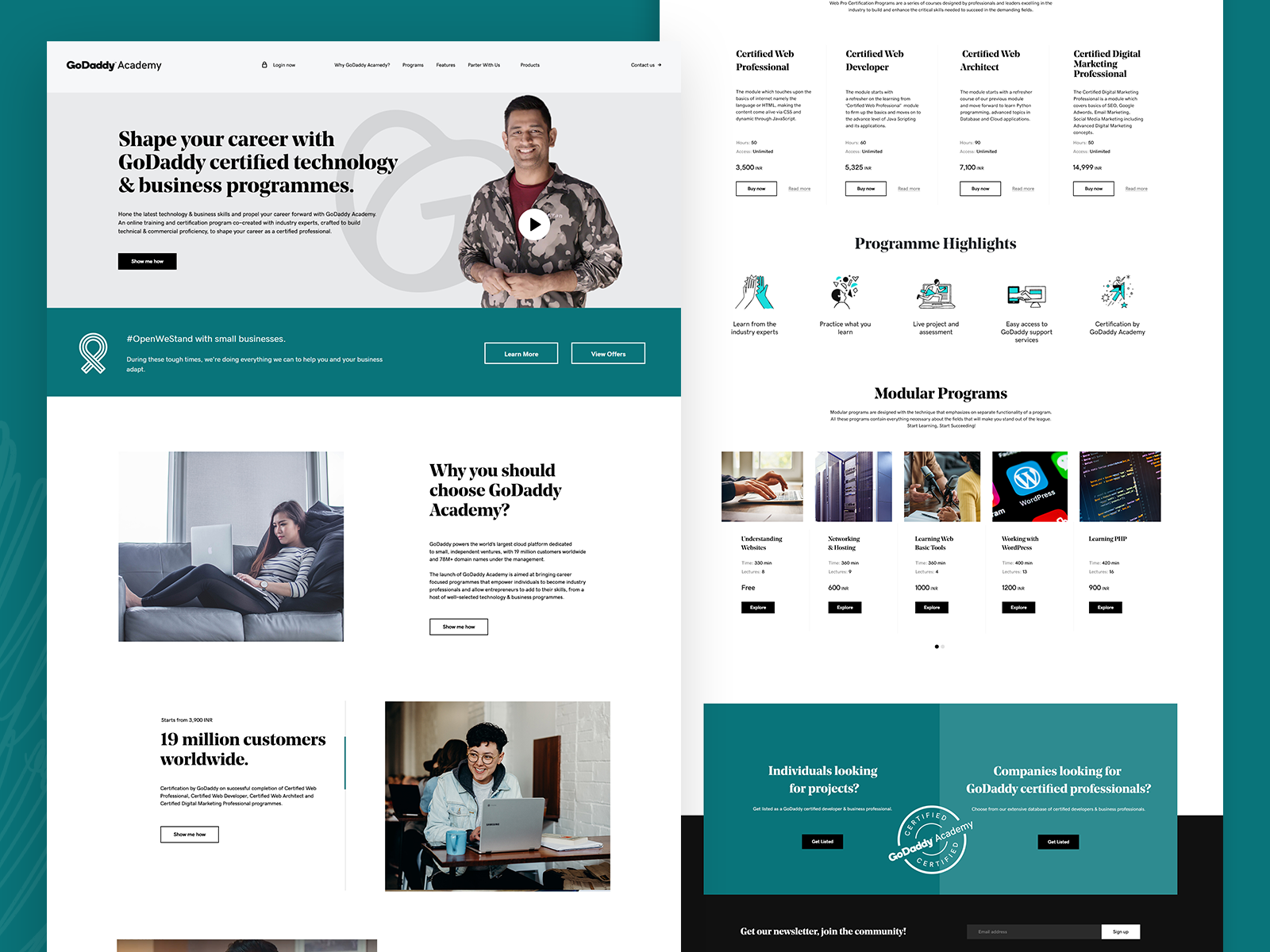Approved UI Design GoDaddy Academy v2 by Ryan for Seahawk on Dribbble