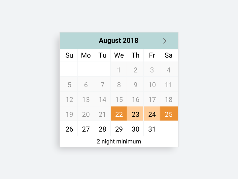 Date Range Picker for Booking by Rachel Ann Fraser on Dribbble