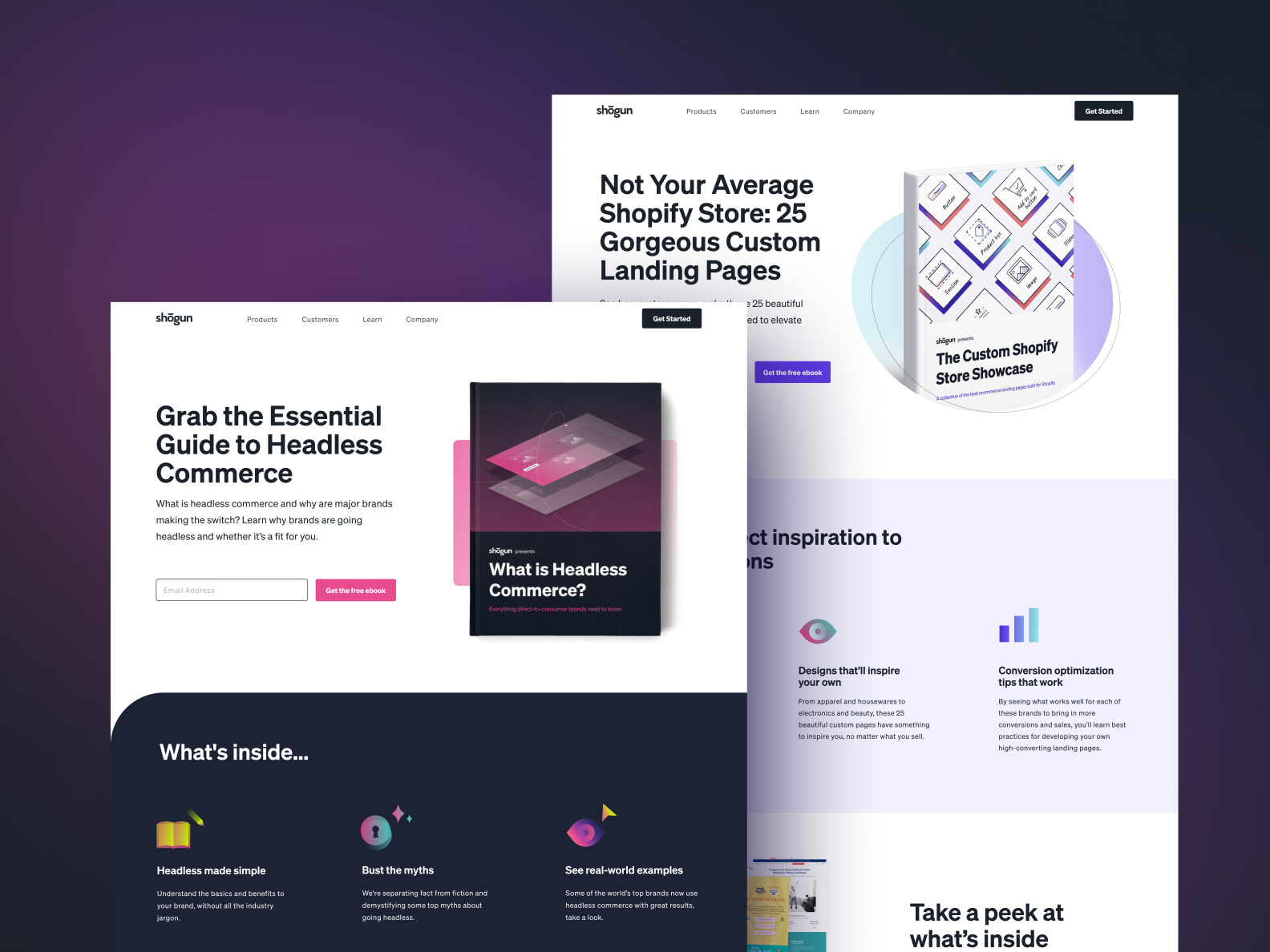 Shogun Ebook Landing Pages by Becca Ramos for Shogun on Dribbble