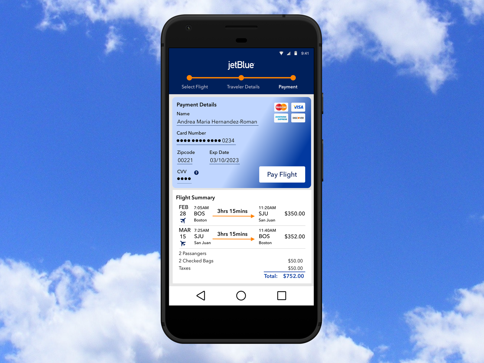JetBlue Mobile Checkout Concept by Zoraida Cabrera-Mieles on Dribbble