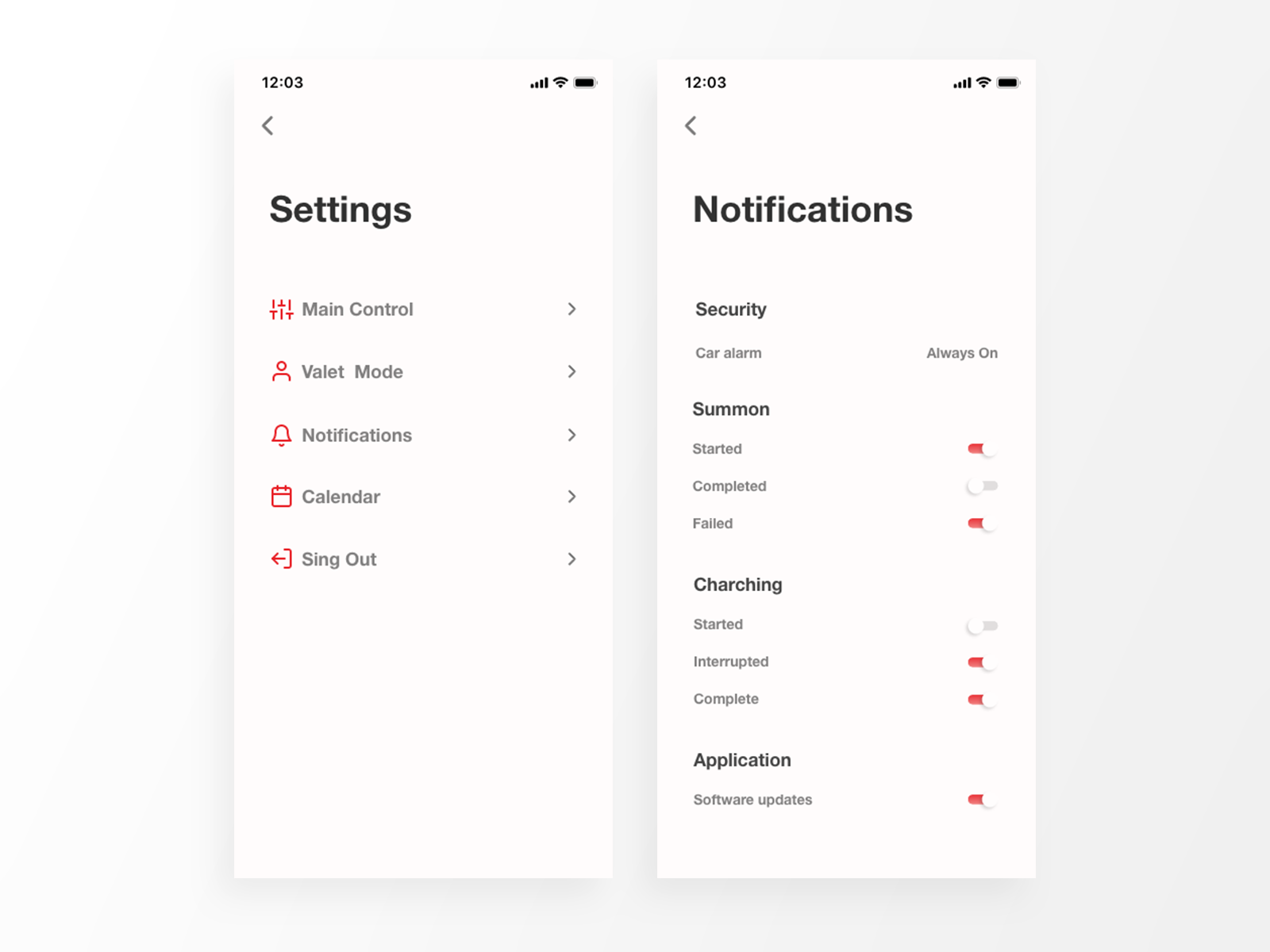 Tesla Mobile Settings - Daily UI 007 by Arthur K on Dribbble