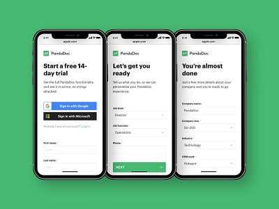 PandaDoc Mobile Sign Up Form by PandaDoc on Dribbble