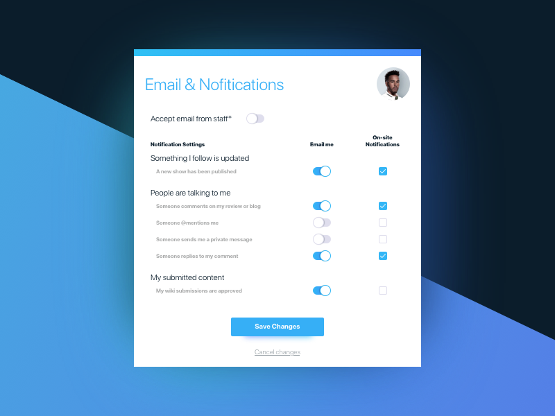 Settings UI Task 007 by Richard Dalrymple on Dribbble