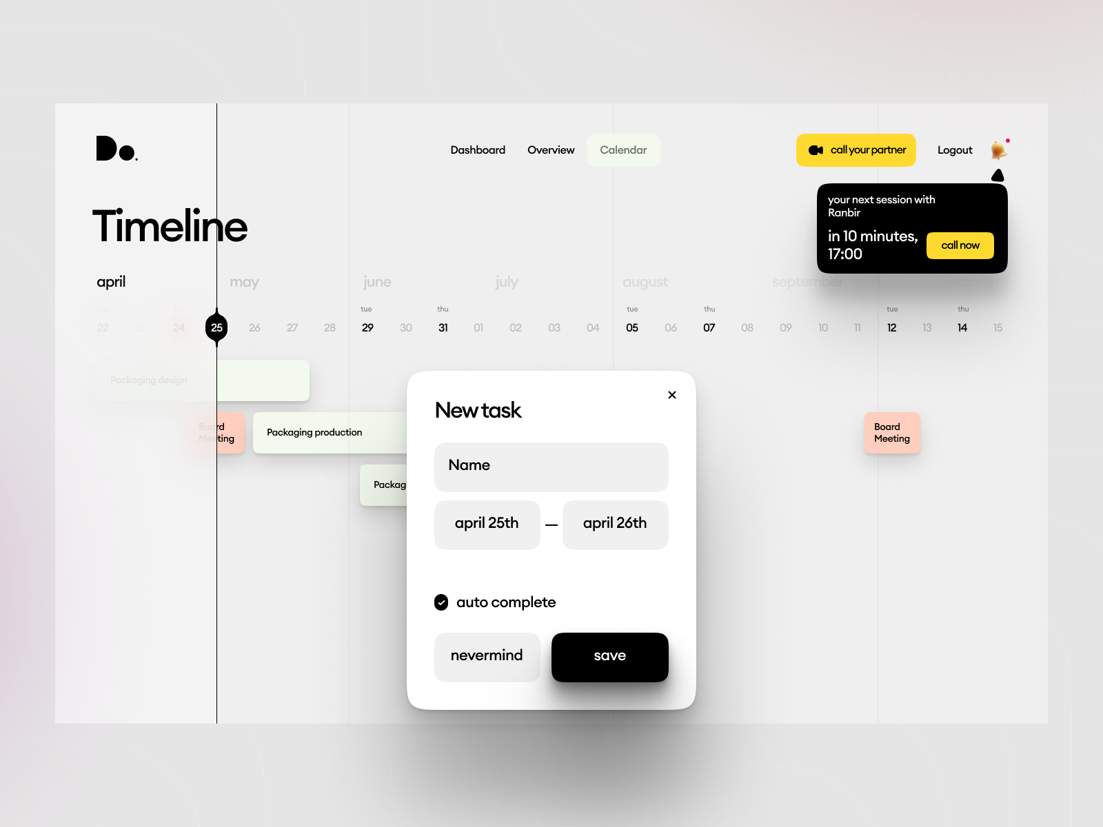 Dorm Dashboard — Timeline by Pavel on Dribbble