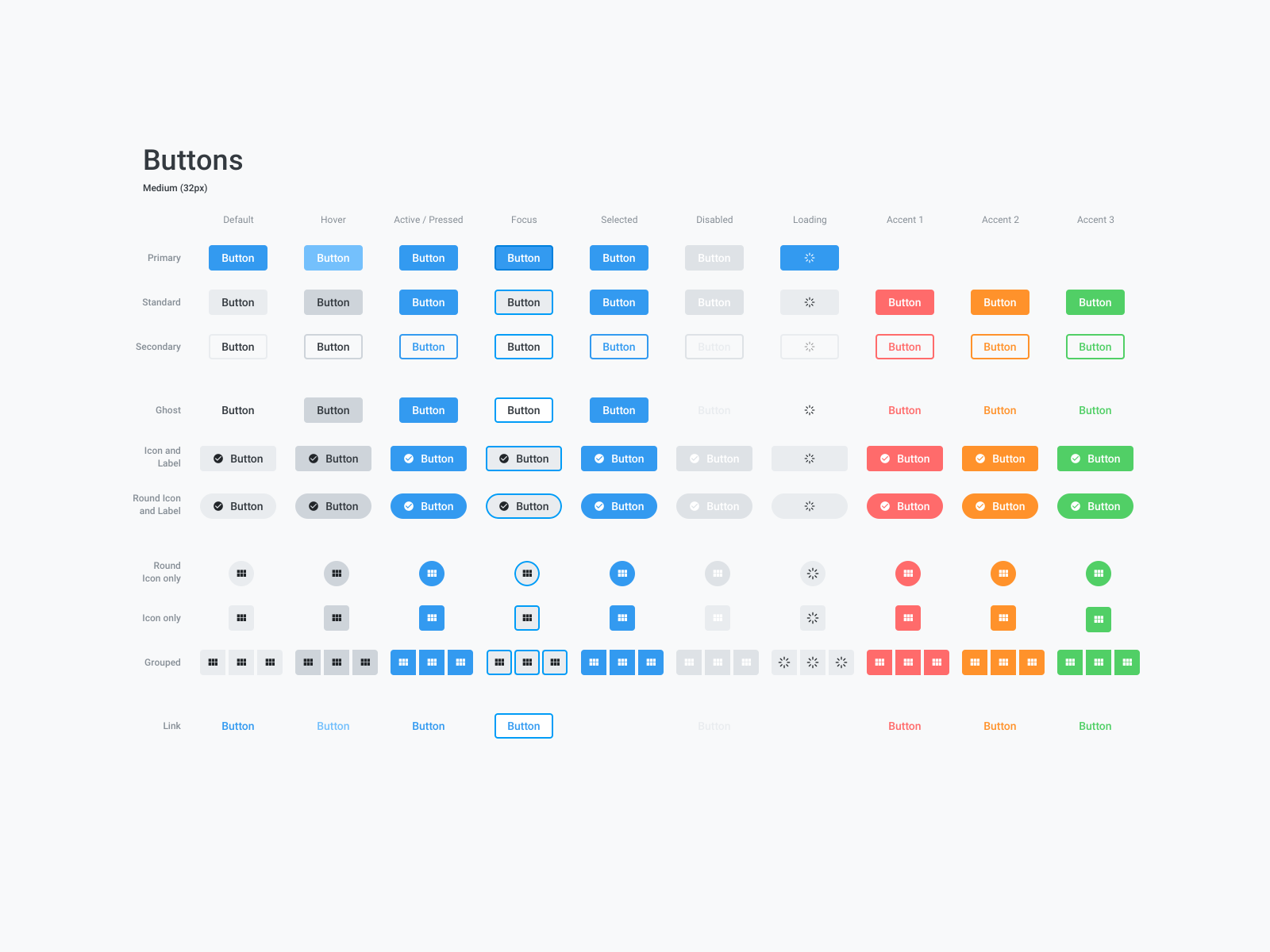 Button components by Alex Spontak on Dribbble