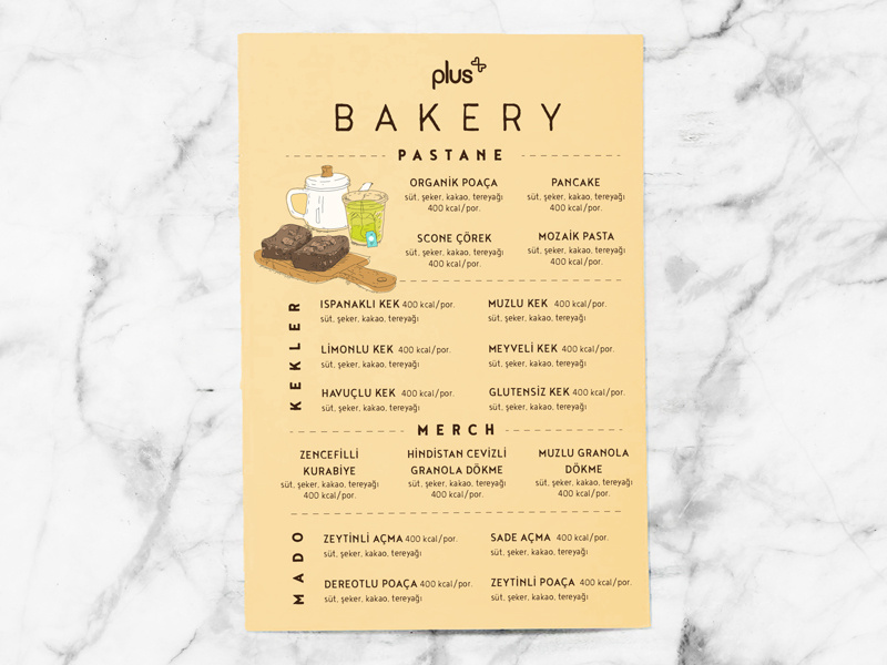 Plus Kitchen Bakery Menu by Cansu Merdamert on Dribbble